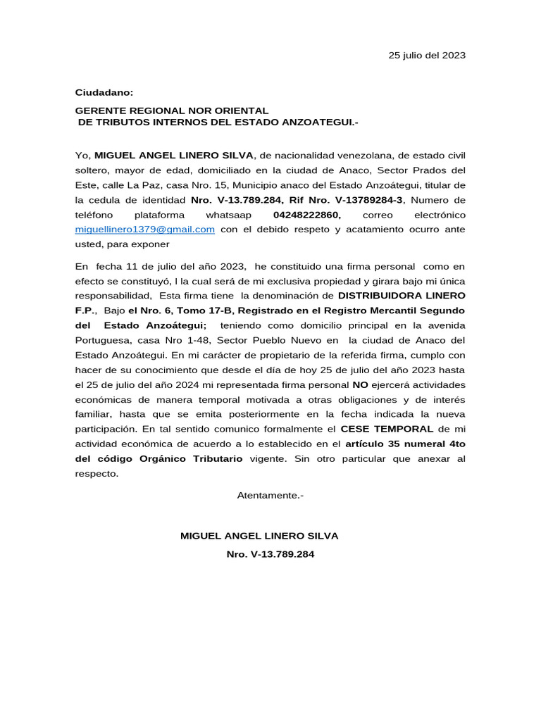 Cese Temporal de Actividades Económicas | PDF