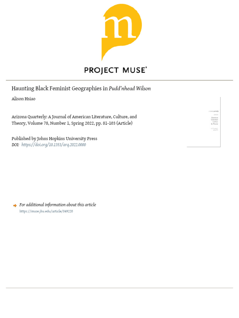 Alison Hsiao - Haunting Black Feminist Geographies in PW (2022) | PDF ...
