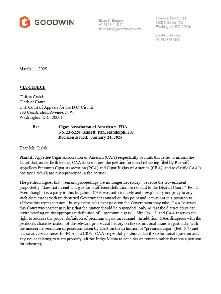 FS Supplemental Letter Re PCA CRA Petition C C | PDF | Case Law | Courts