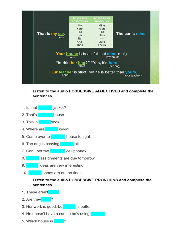 Template - POSSESSIVES | PDF