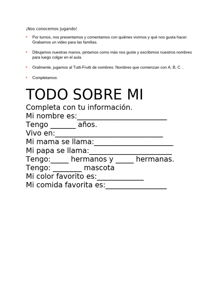 Actividades para El Primer Día de Clases | PDF