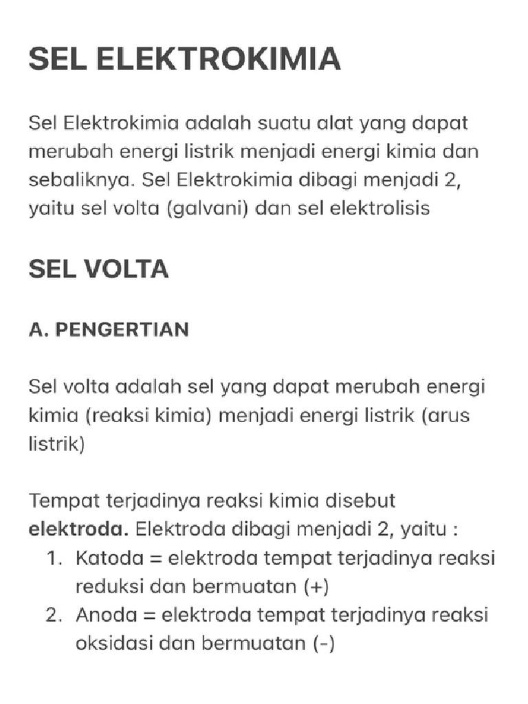 Sel Elektrokimia (Sel Volta) | PDF