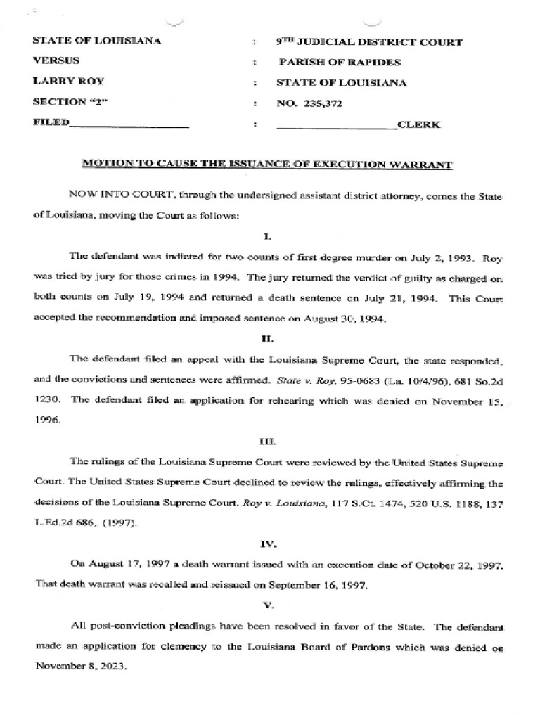 Motion To Issue Death Warrant Feb. 10, 2025 | PDF