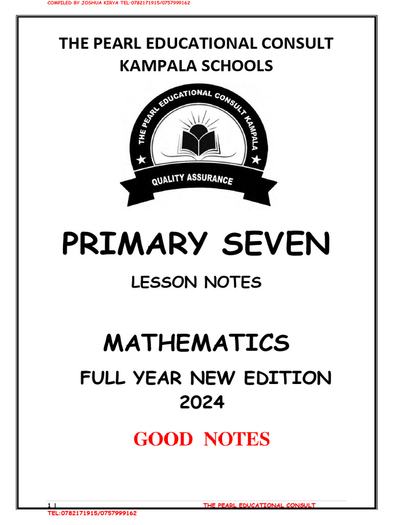 Pearl p.7 Lesson Notes of Work for Math Full Year 2024- Copy-1-1 | PDF ...
