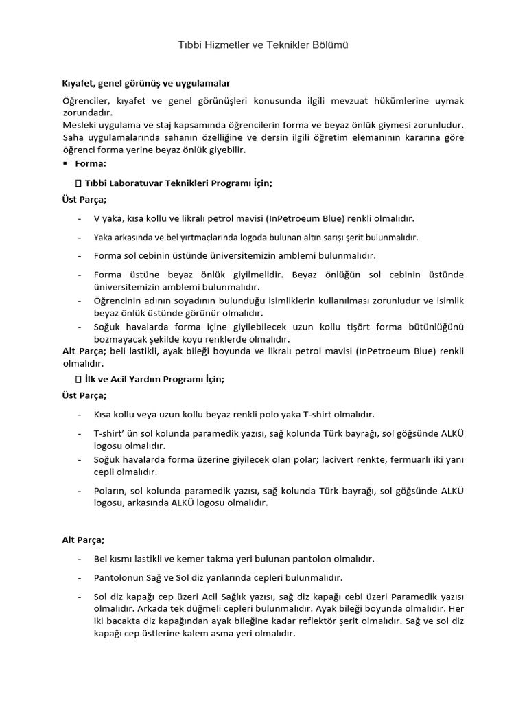 Staj Komisyon Karari 1 Tib Hiz Ve Tekn | PDF