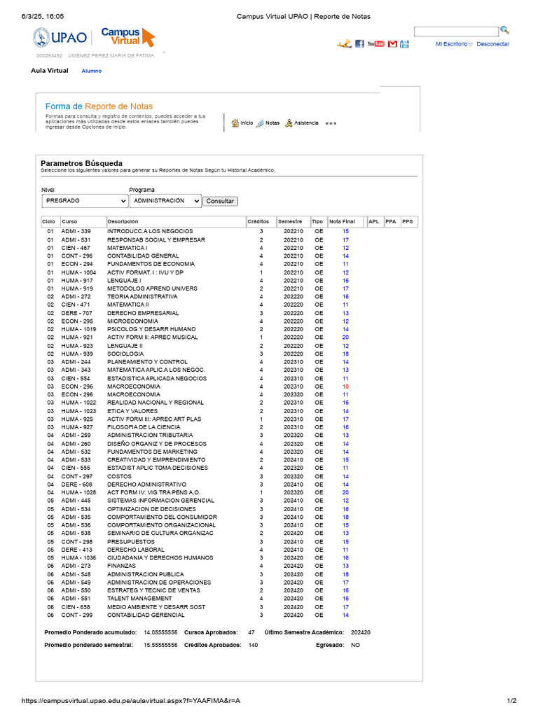 Reporte de Notas | PDF