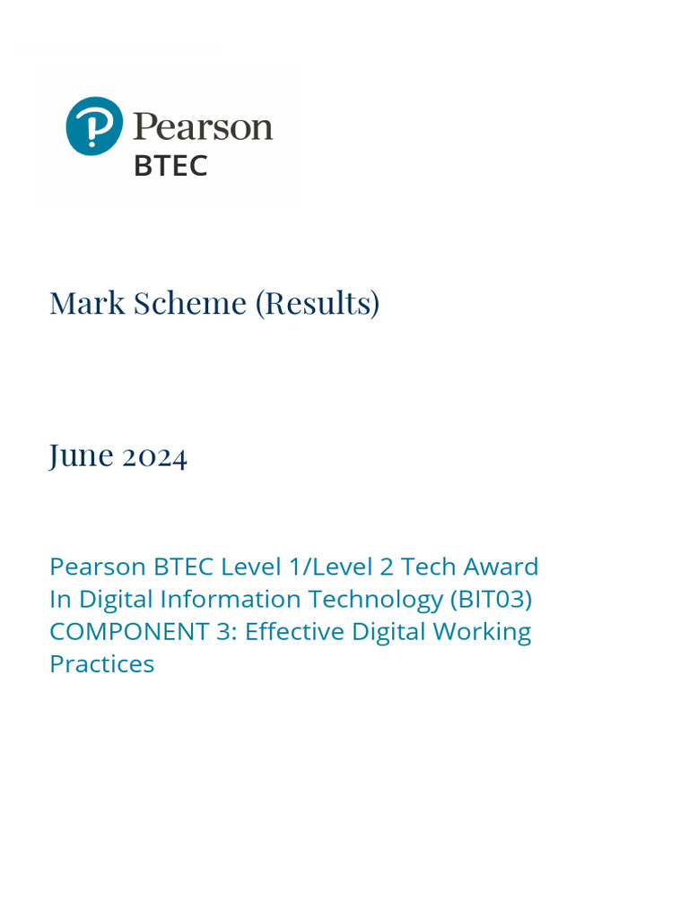 2024 May Mark Scheme BTEC DIT | PDF | Antivirus Software | Computing