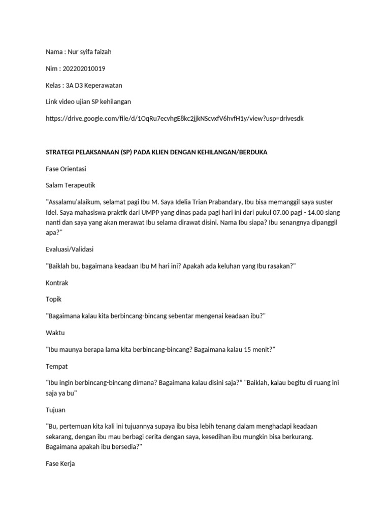 Ujian Sp Kehilangan(Nur Syifa Faizah) | PDF