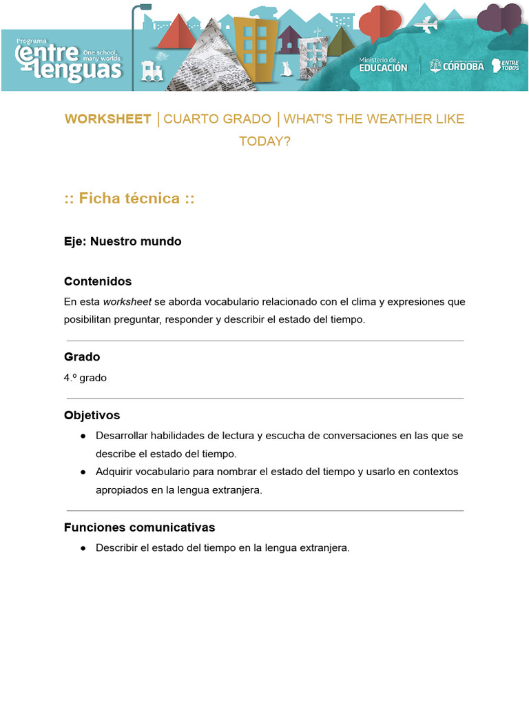 Vocabulario del Clima para 4.º Grado | PDF