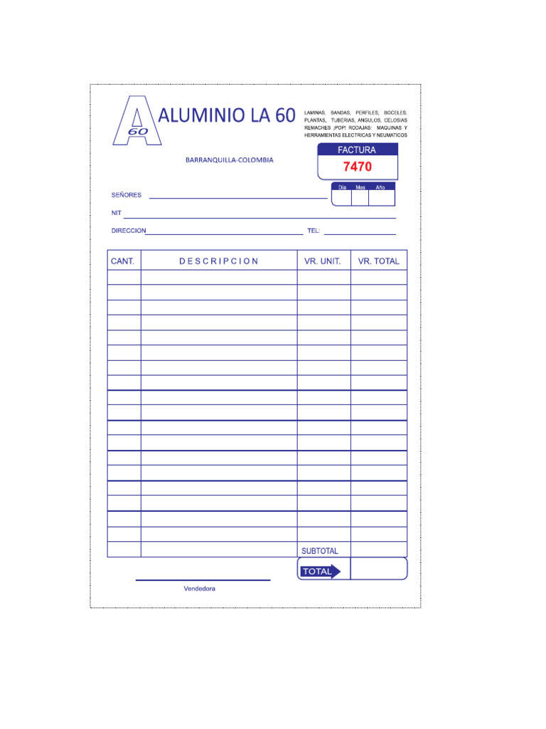Factura Aluminio La 60 | PDF
