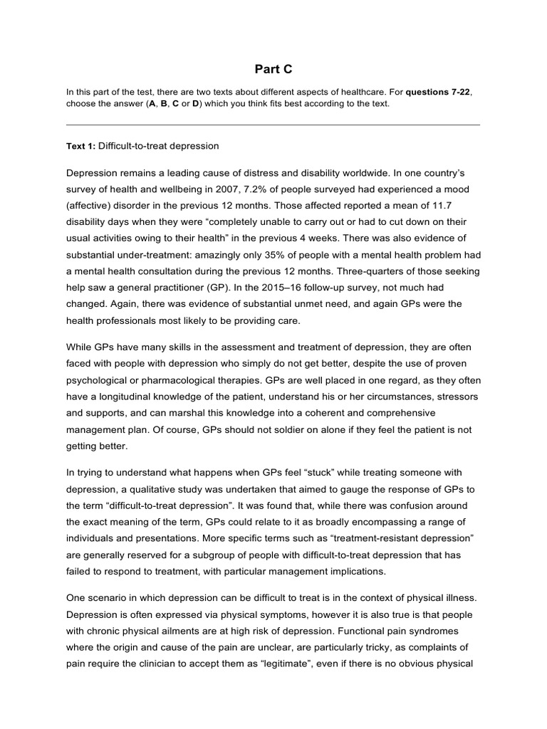 Reading Part C Kopyası | PDF | Major Depressive Disorder | Bipolar Disorder