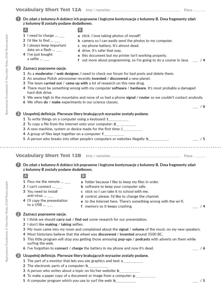 J.angielski Klasa VIII Lekcja 25 | PDF