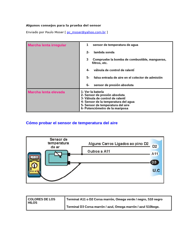 Algunos Consejos para La Prueba Del Sensor | PDF | Relé | Ingenieria Eléctrica