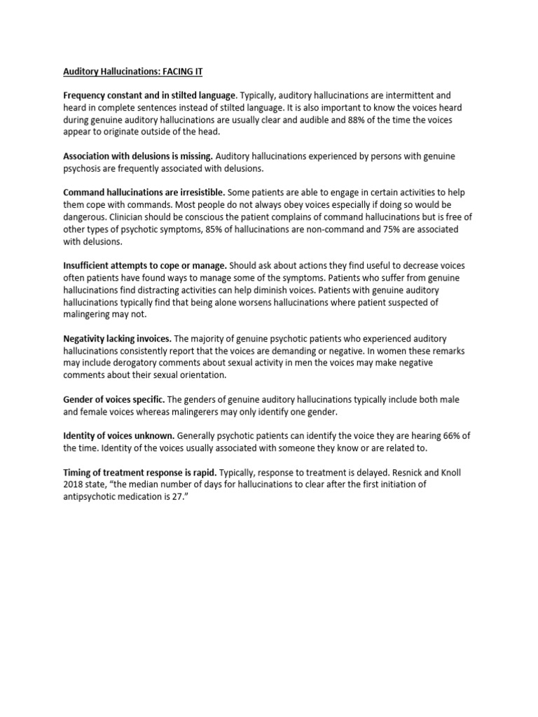 Malingering Quick Reference | PDF | Psychosis | Delusion