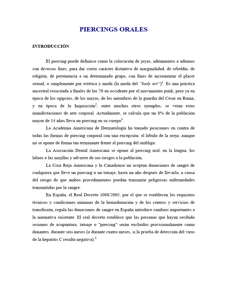 Piercings | PDF | Especialidades Medicas | Medicina CLINICA