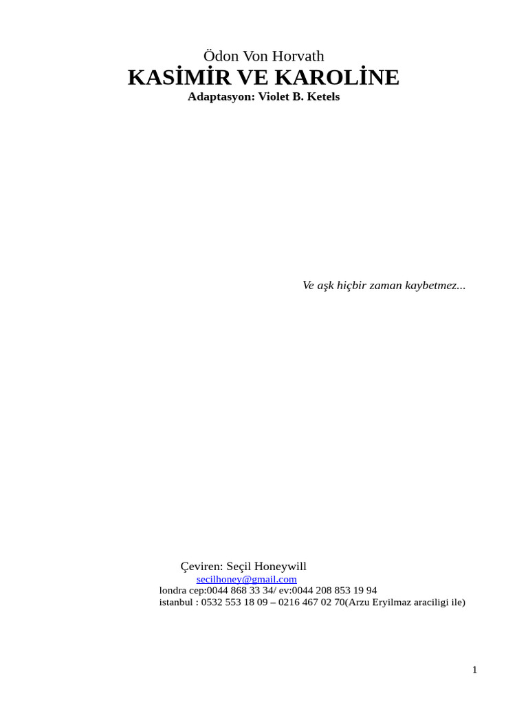 Kasimir Ile Karoline | PDF