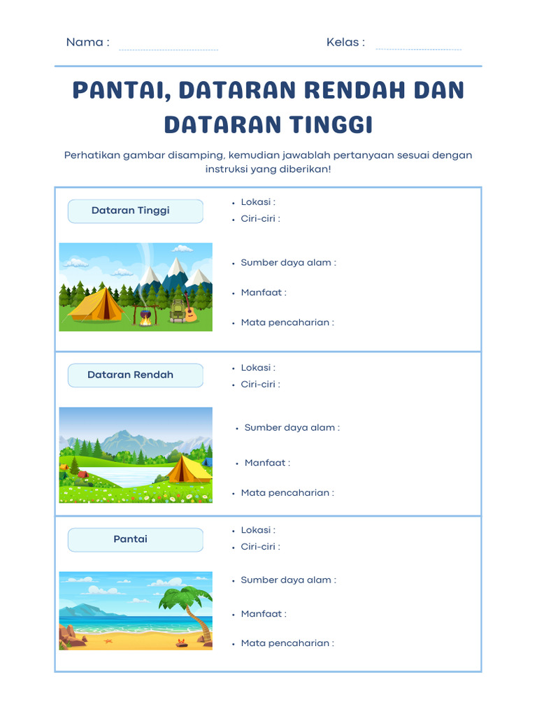 LKPD Dataran Tinggi Dan Rendah | PDF