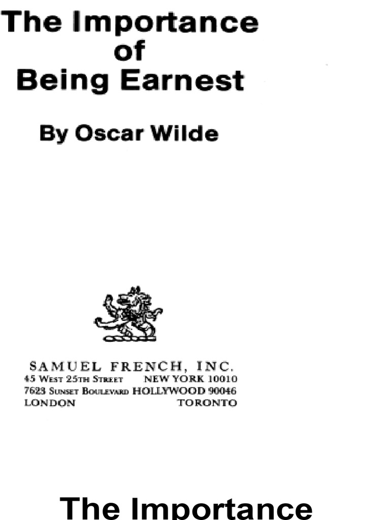The Importance of Being Earnest Script | PDF | The Importance Of Being ...