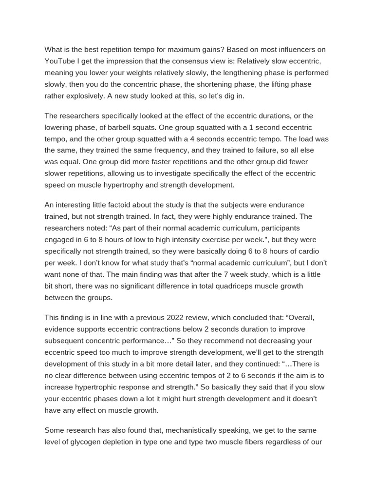 What Is The Best Repetition Tempo For Maximum Gains | PDF | Strength ...