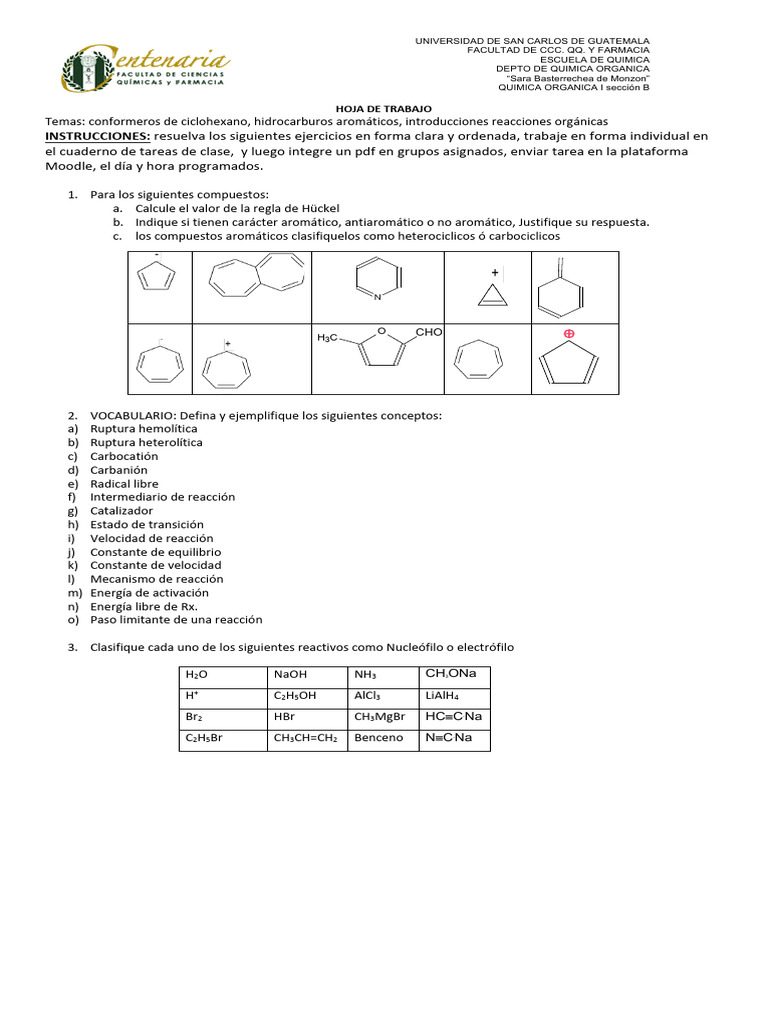HT Reacciones Organicas Aromaticidad | PDF | Química Orgánica | Química