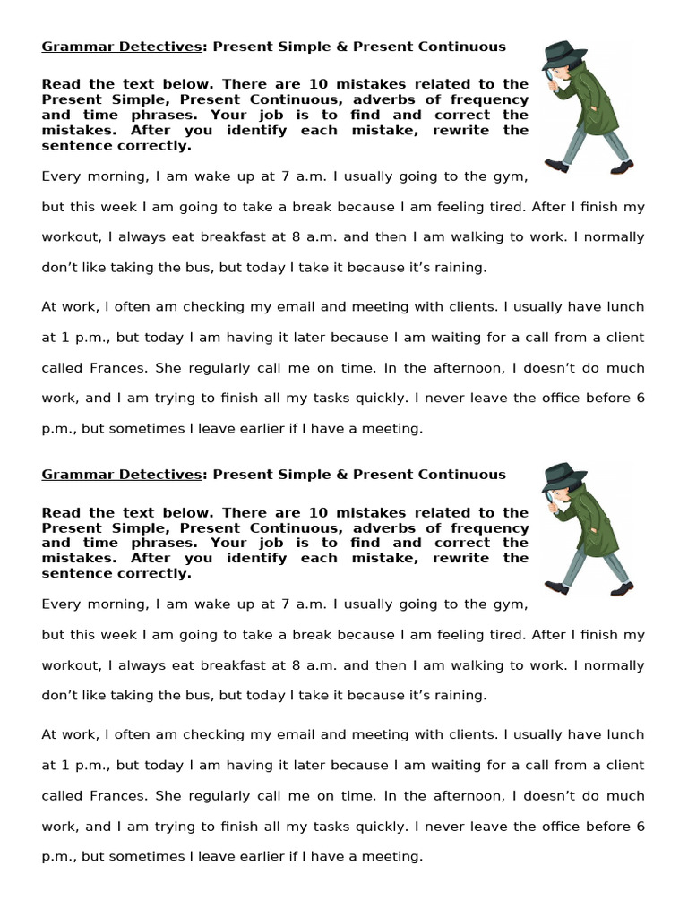 Grammar Detectives - PresentSimple&Continuous | PDF