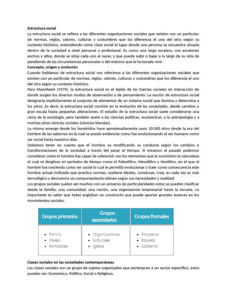 Estructura Social | PDF | Sociedad | Estructura social