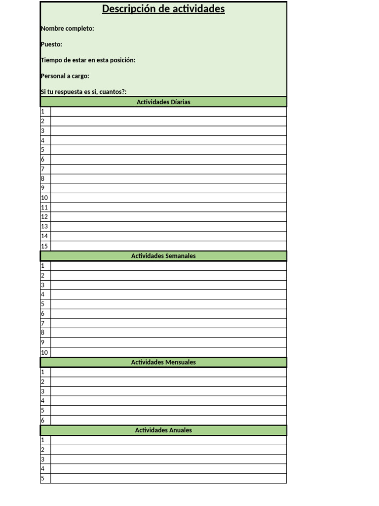 Formato de Descripción de Actividades | PDF