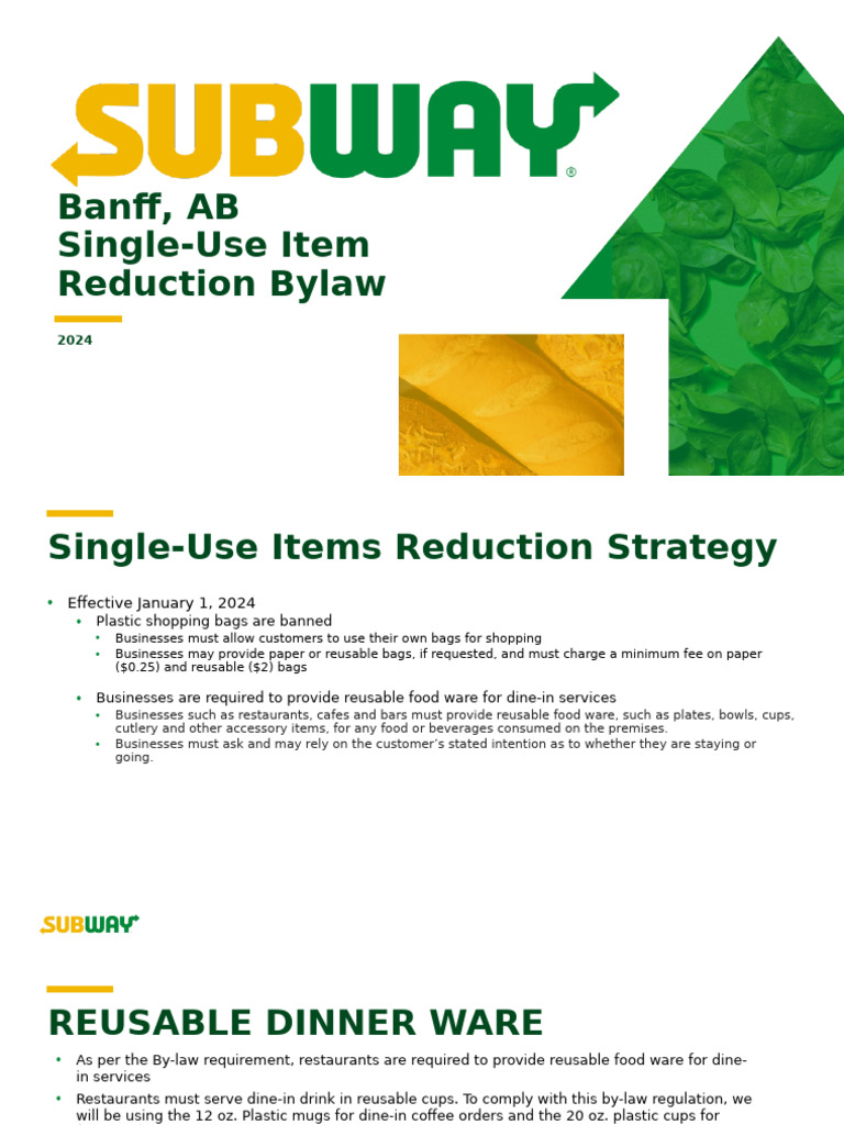 Banff, AB Single-Use Item Reduction Bylaw 2024 (1) | PDF | Restaurants