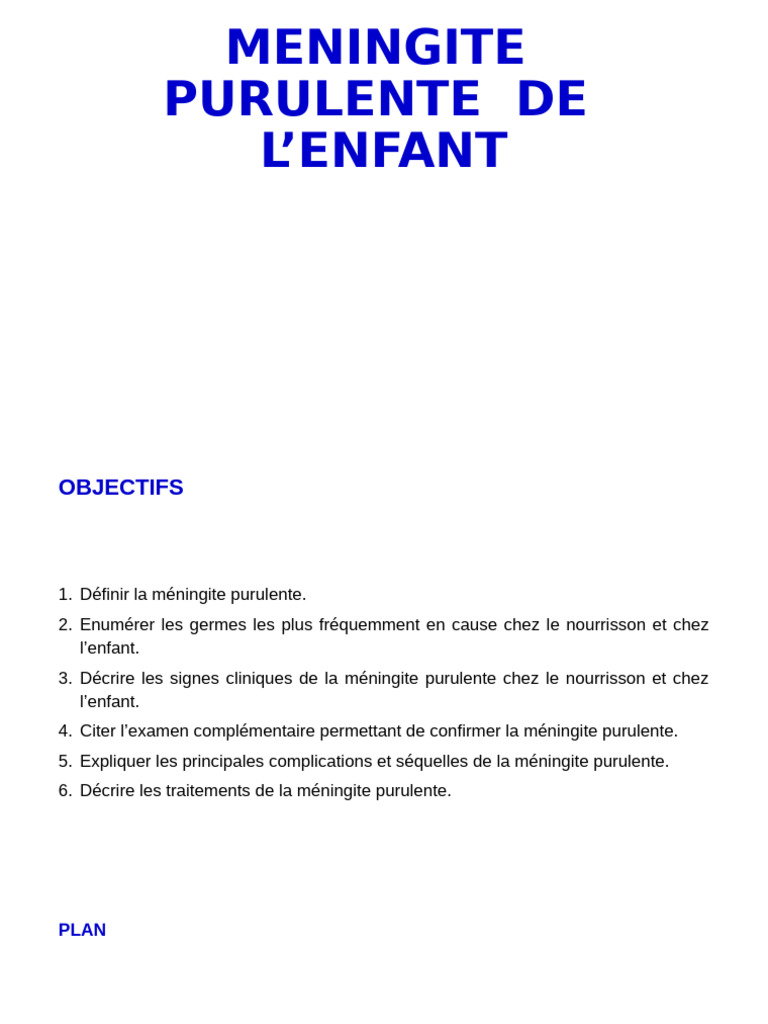 Méningite purulente chez l'enfant | PDF | Méningite | Maladies et ...