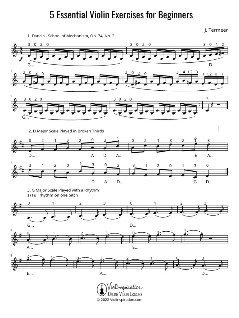 Essential Violin Exercises for Beginners | PDF | Musical Instruments ...