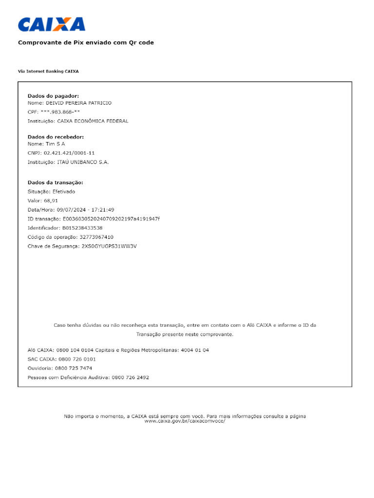 Comprovante Tim 07 2024 | PDF