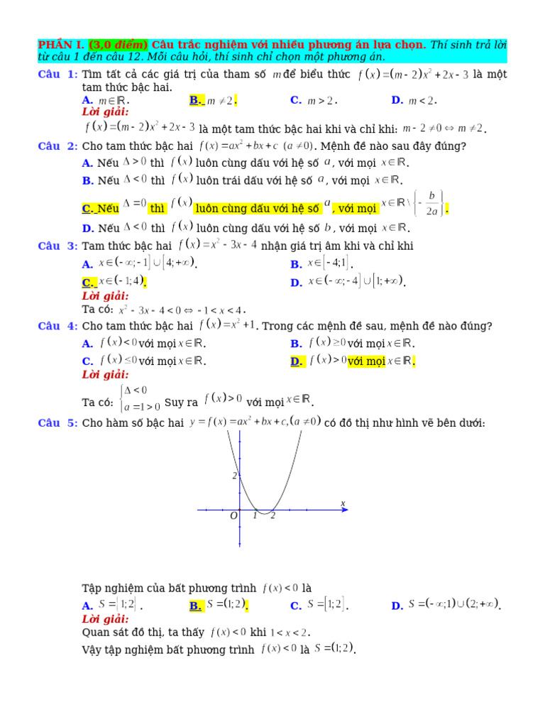 De 02 Dau Tam Thuc Bac Hai Form 2025+ | PDF