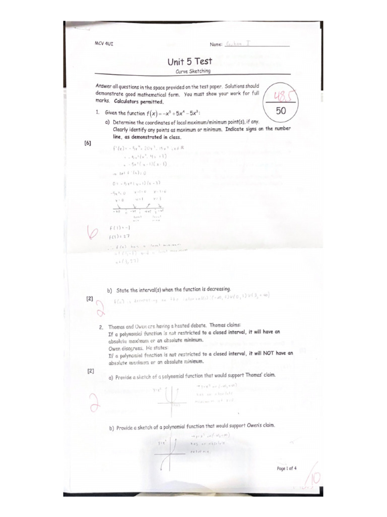 Model Question Paper Curve - Sketching - Test | PDF
