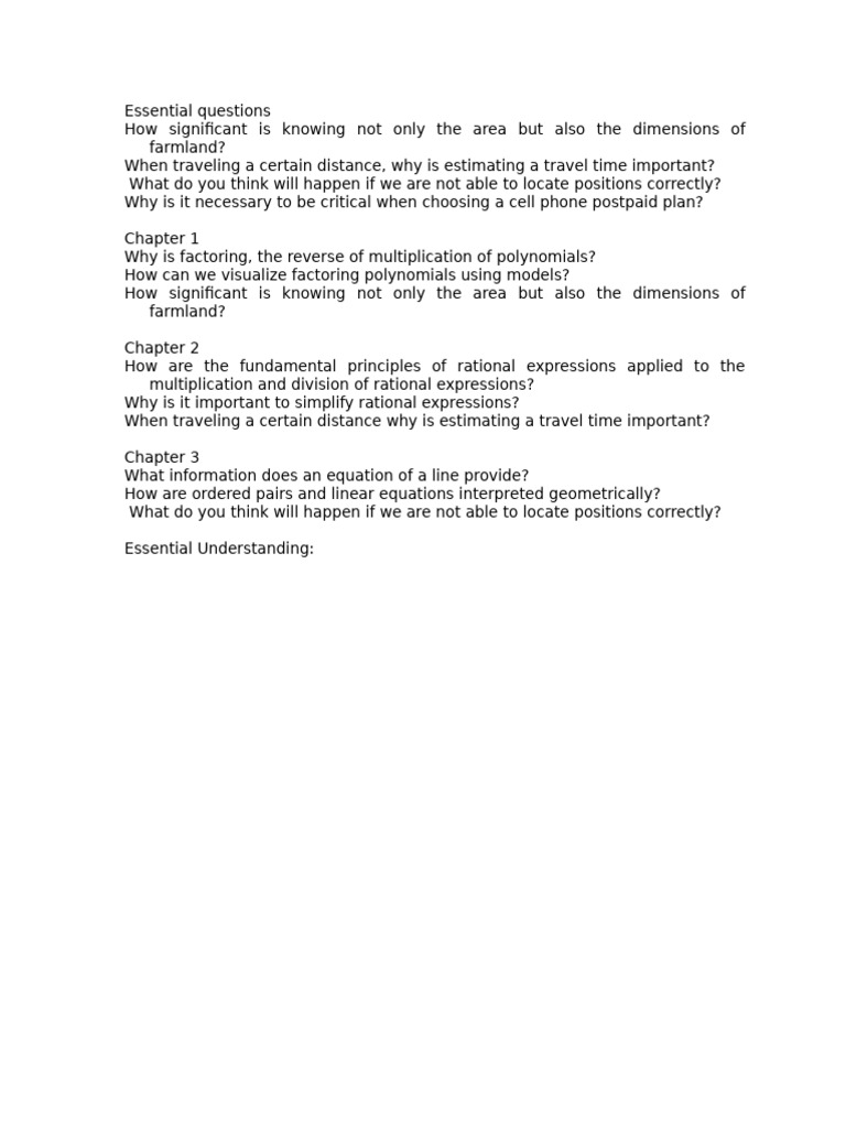 Essential Questions | PDF