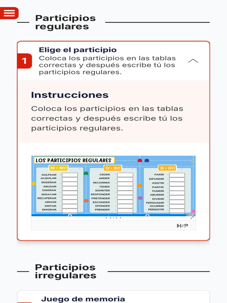 Participios Regulares e Irregulares | PDF