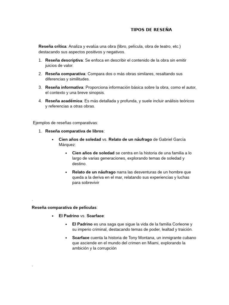 Tipos de Reseña | PDF