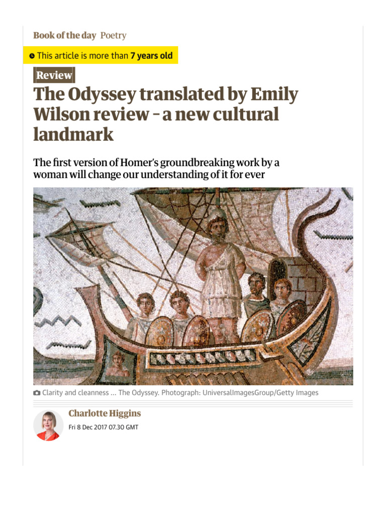 The Odyssey Translated by Emily Wilson Review - A New Cultural Landmark ...