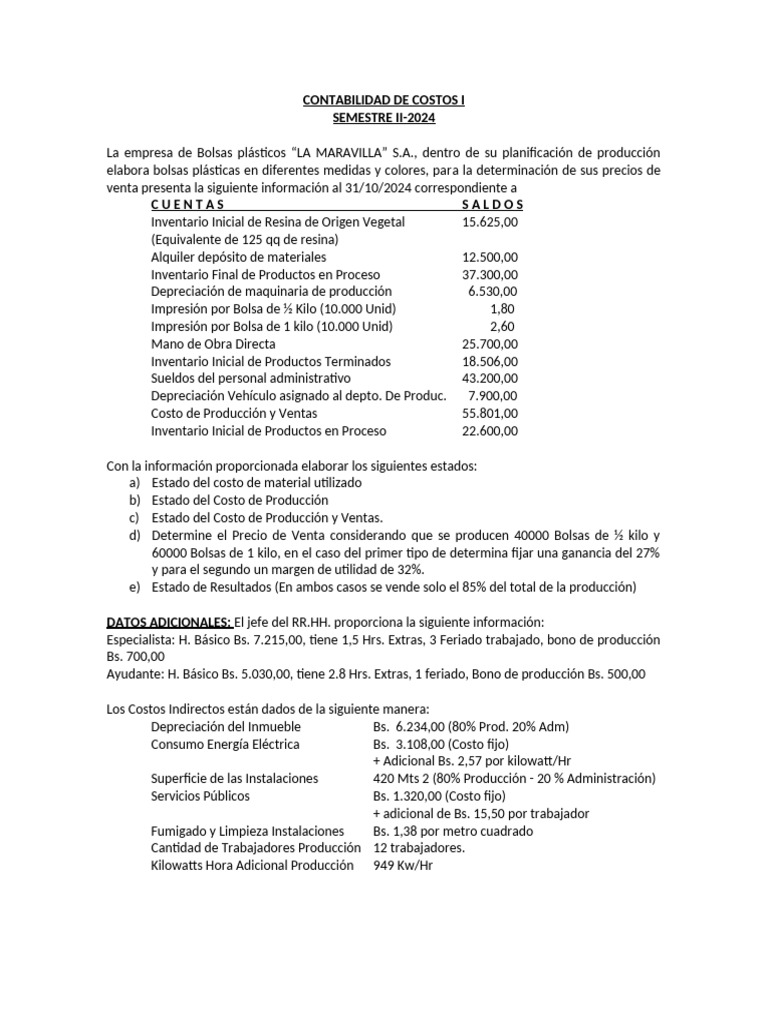 Ejercicio 2 Completo Bolsas Maravilla | PDF | Contabilidad financiera | Contabilidad