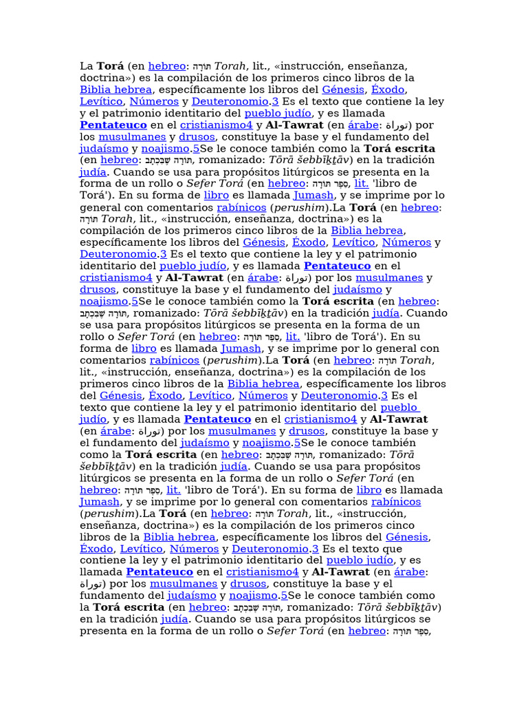 Tora | PDF | Tora | Judios y judaísmo