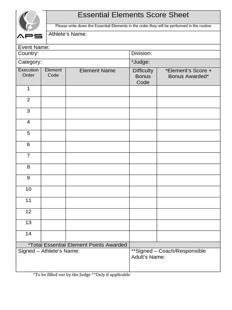 En - Essential Elements Score Sheet | PDF