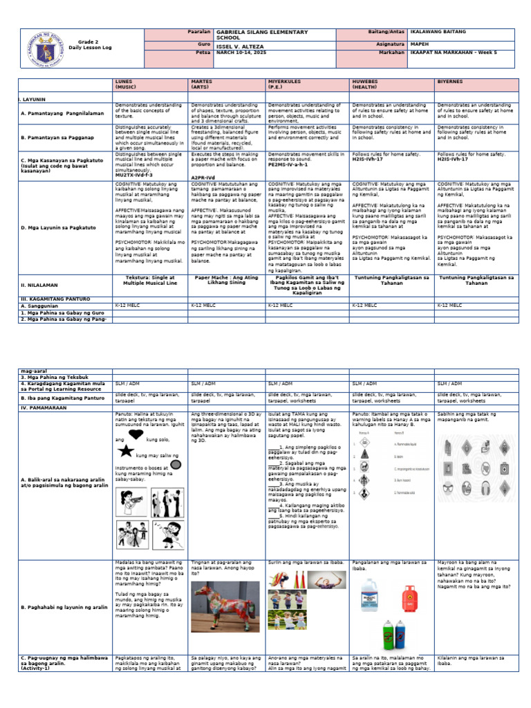 DLL-MAPEH-2-Q4-WEEK5 | PDF
