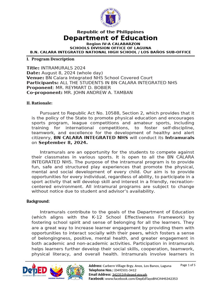 Project Proposal-Intramurals | PDF