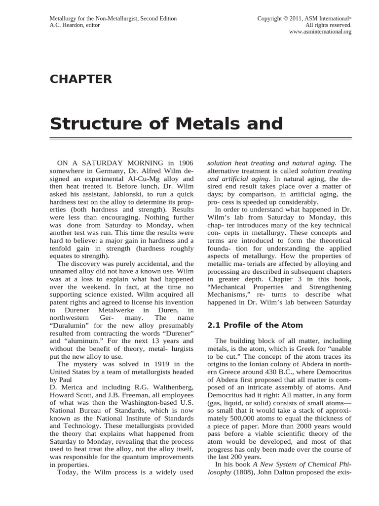Chapter 2 Structure of Metals and Alloys | PDF | Chemical Bond | Ionic ...