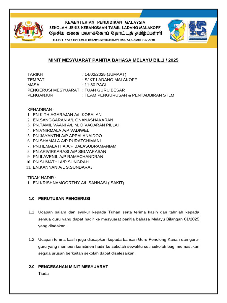 MINIT MESYUARAT | PDF