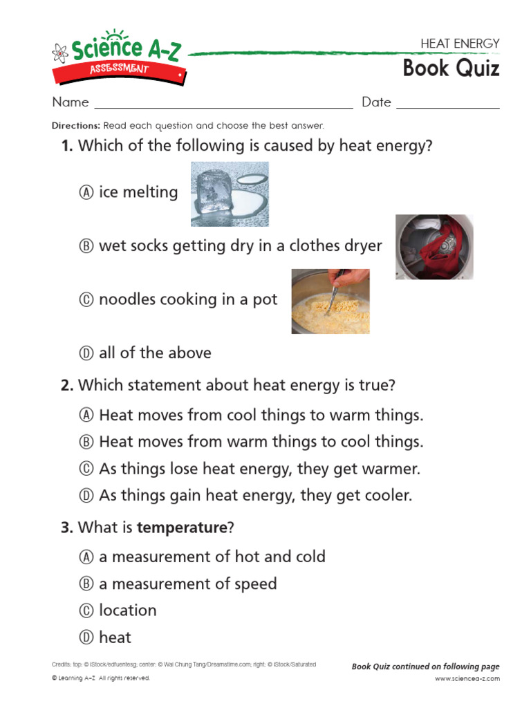 3-4_heat_energy_book_quiz_-_low | PDF | Heat | Thermal Conduction