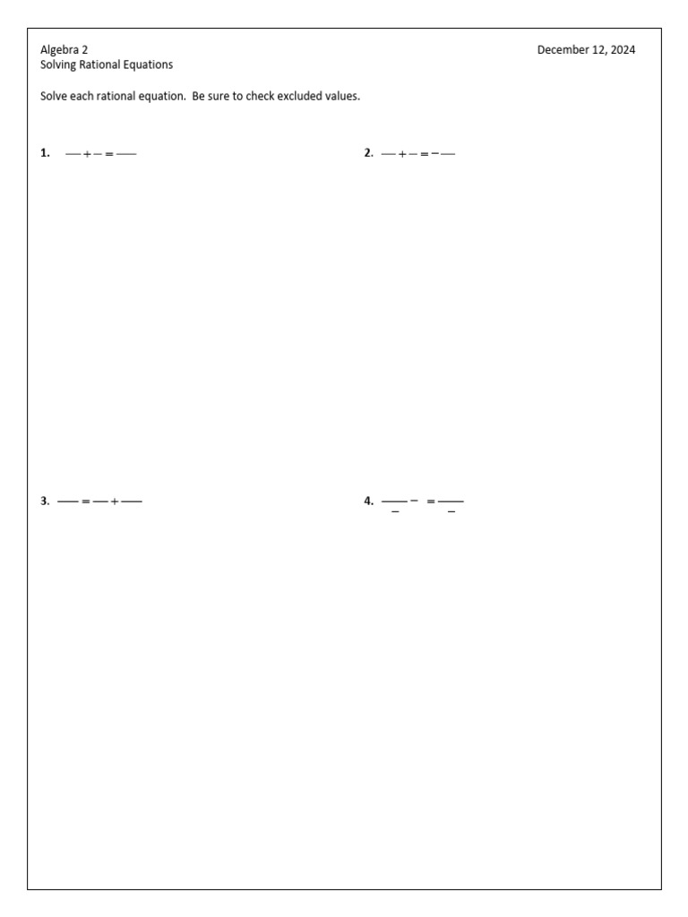 Day 63 - Solving Rational Equations | PDF