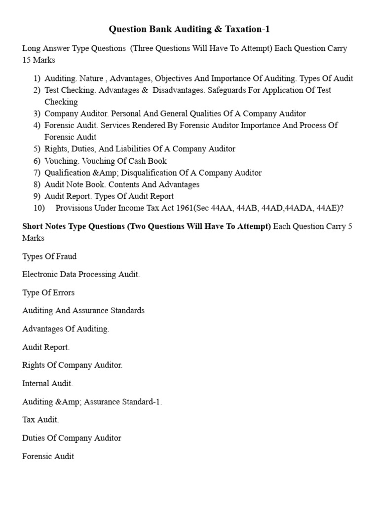 Auditing Question Bank.docx | PDF