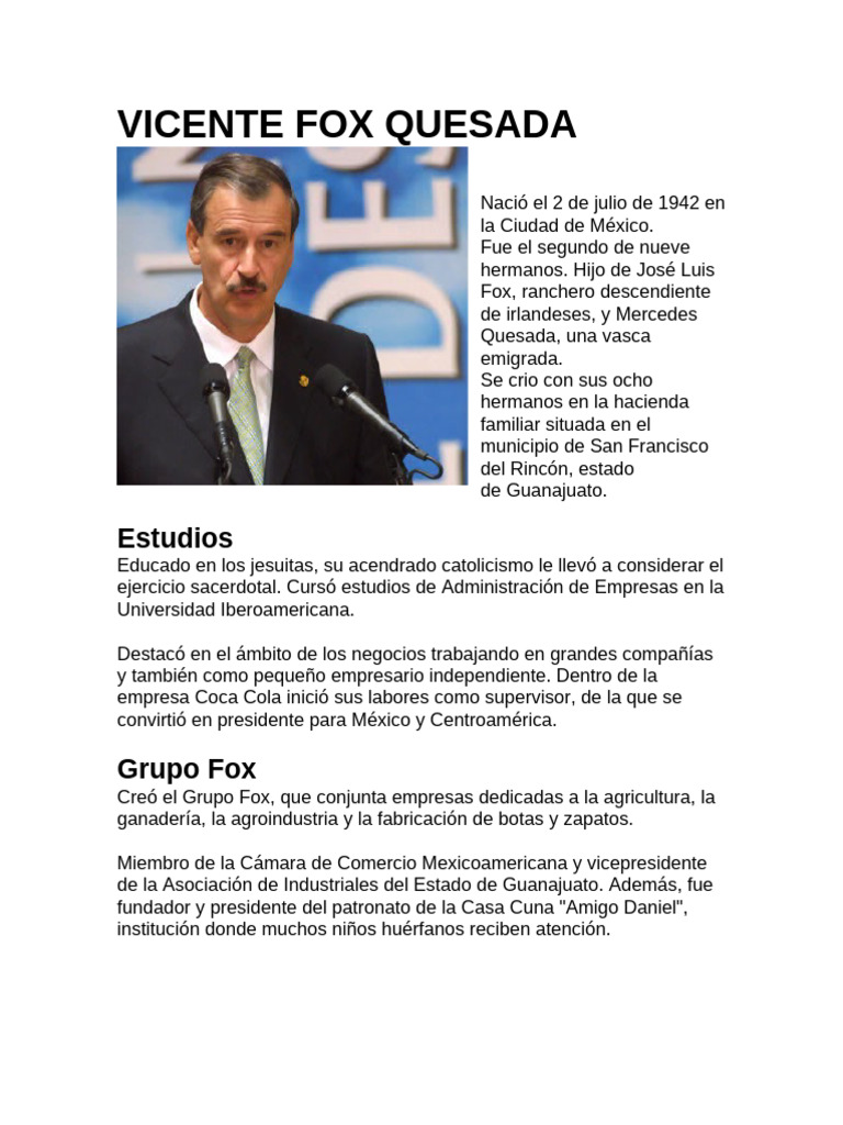 12vicente Fox Quesada | PDF | Partido Revolucionario Institucional | México