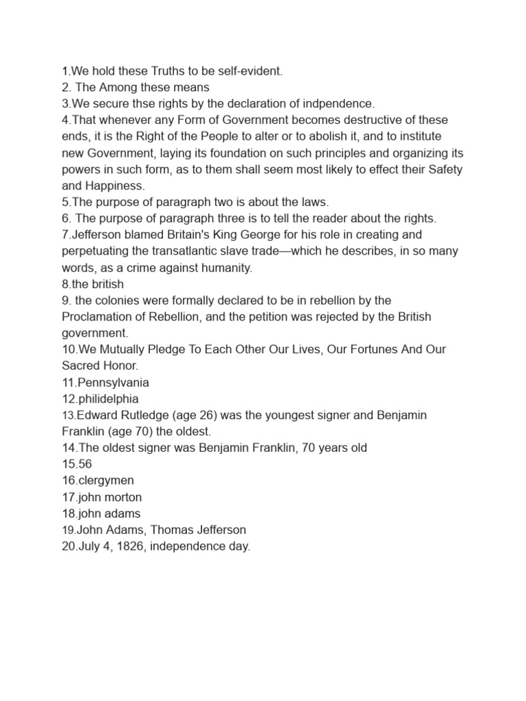 Declaration of Independence | PDF