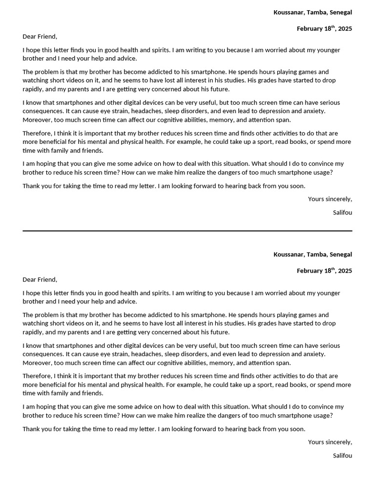 Informal Letter Writing | PDF | Disability | Abnormal Psychology